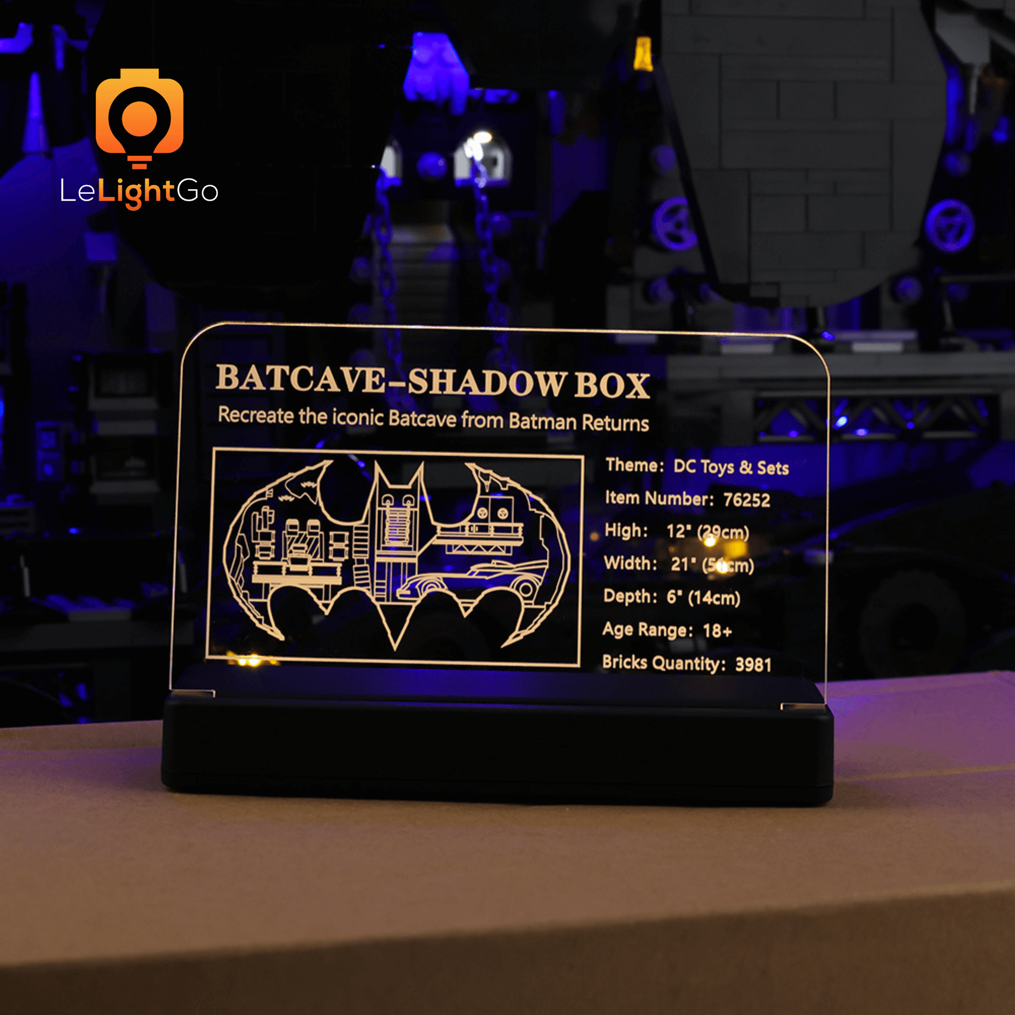 LED Nameplate for Batcave – Shadow Box 76252 – LeLightGo